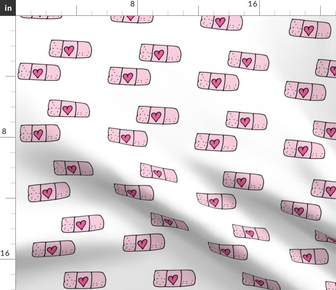 Kawaii Little Hearts Bandaids Fabric Kawaii Band-aid White - Etsy