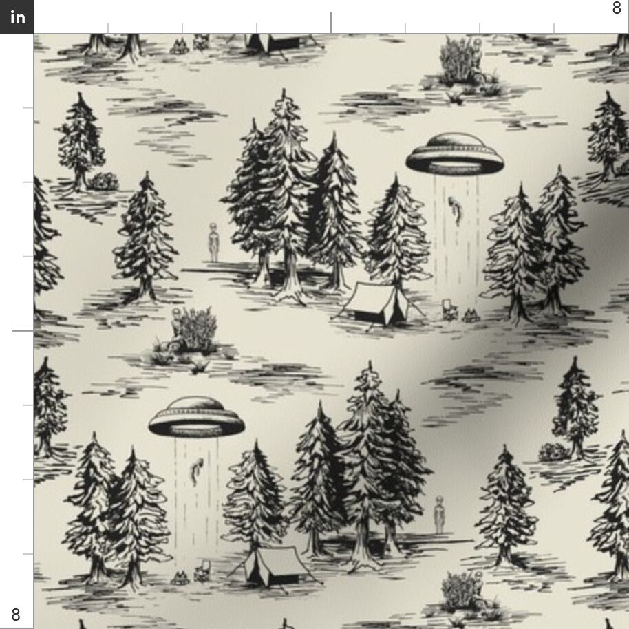 Alien Fabric Alien Abduction Toile By Somecallmebeth Alien | Etsy