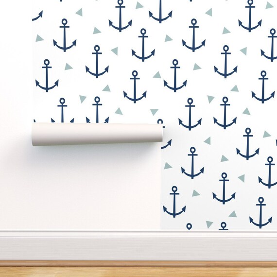 Anchor Wallpaper Anchor Triangle Navy and Blue Anchor by - Etsy