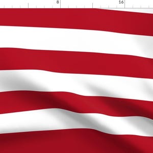 Red Stripes America Fabric Red and White Wide Horizontal Stripes by ...