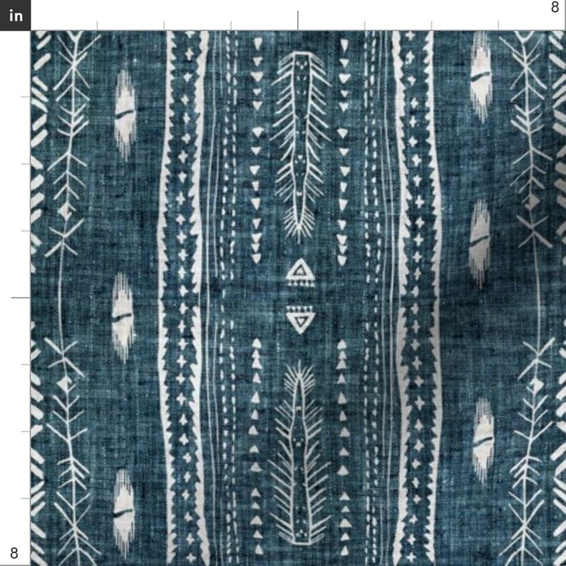 Blue Aztec Stripes Pattern Tribal Fabric Atlantis Fleet | Etsy