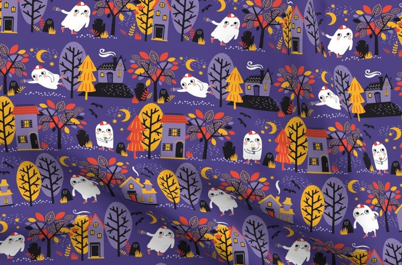Spooky Ghost Fabric Ghosties Graveyard By Lizmytinger | Etsy