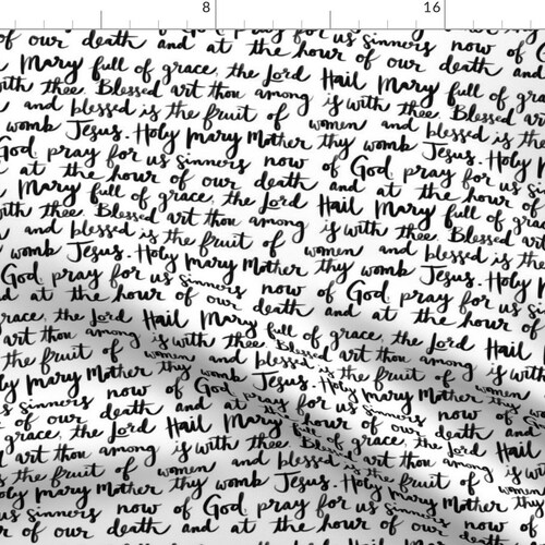 Catholic Hail Mary Calligraphy Fabric Catholic Hail Mary by | Etsy