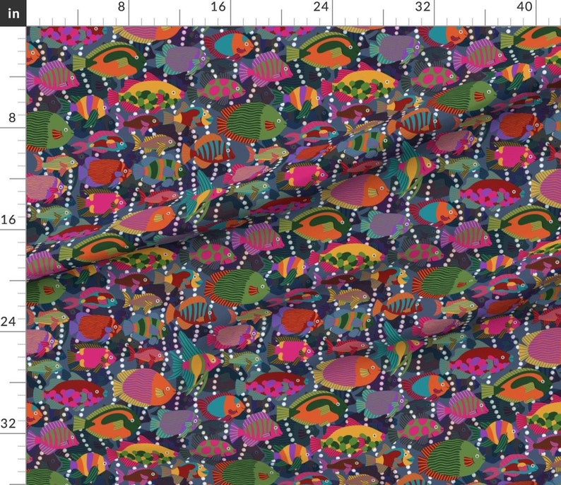 Fish Fabric Whimsical Tropical Fish by Willowbirdstudio | Etsy