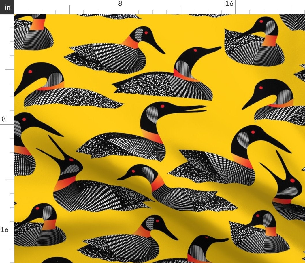 Loon Fabric Common Loon Of Canada By Vo Aka Virginiao | Etsy