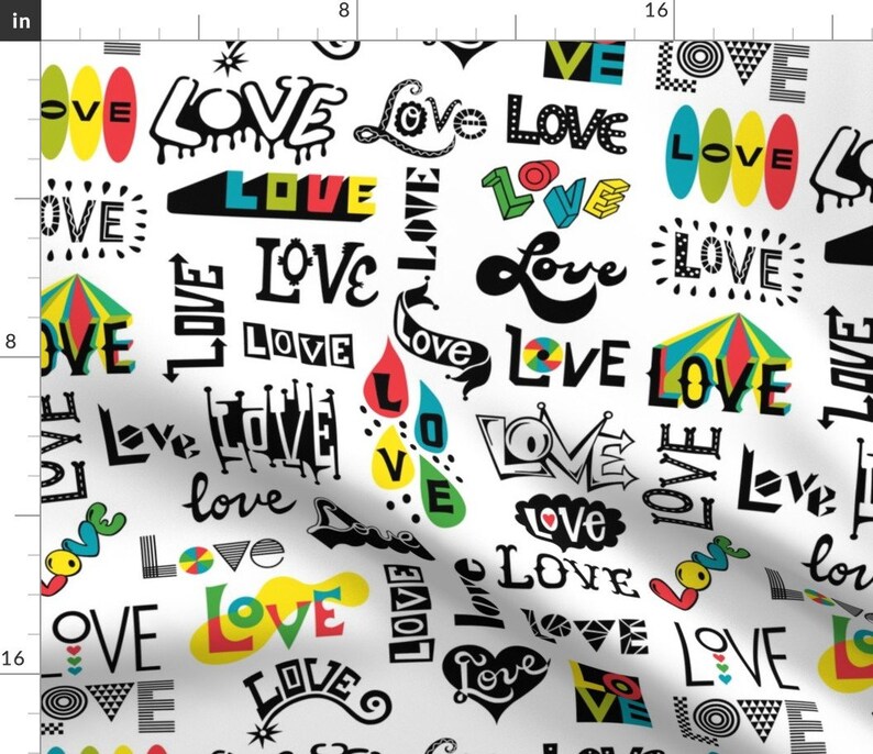 Love Fabric More Love by Andibird Love Words Text Kids - Etsy