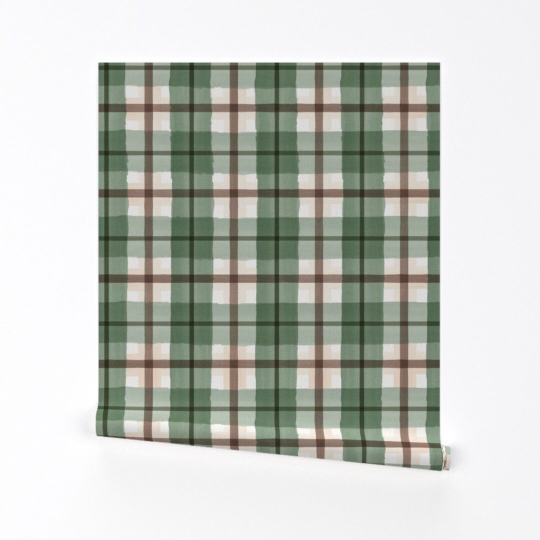 Green Plaid Wallpaper Green and Brown by Daily Miracles Green Plaid ...