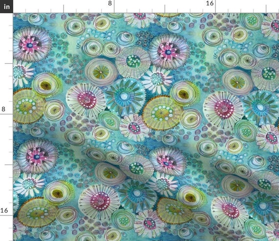 Ocean Watercolor Fabric Under the Sea Small Scale by - Etsy