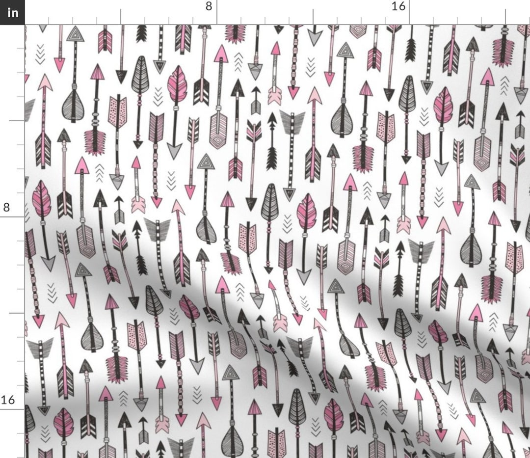 Tribal Arrow Fabric Arrows in Pink by Caja Design Hand Drawn Cotton ...