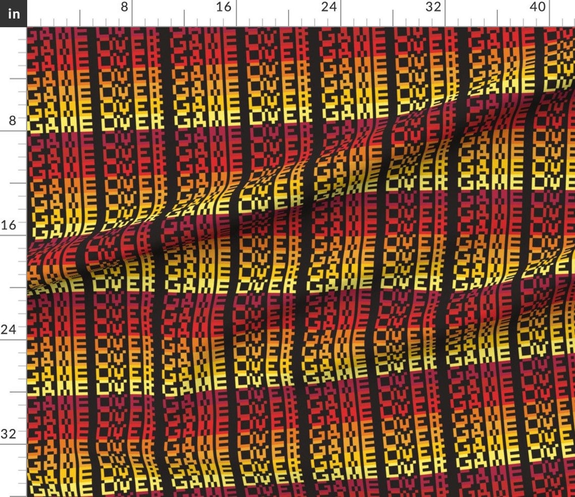 Byte Fabric 8-Bit Game Over Firey By Pennyroyal Byte | Etsy