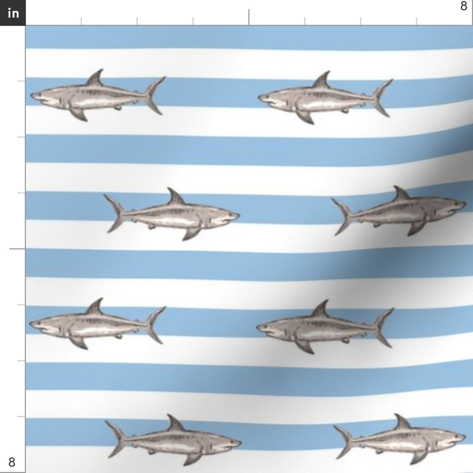 Stripy Shark Fabric Demi Stripes Sharks By Lucybaribeau | Etsy