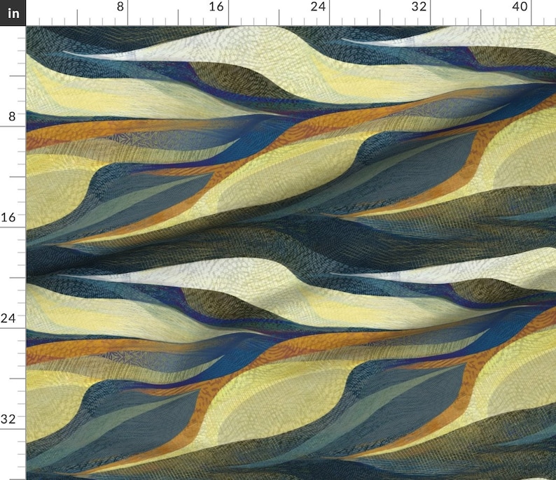 Large Scale Abstract Print Fabric Textured Waves by Wren - Etsy