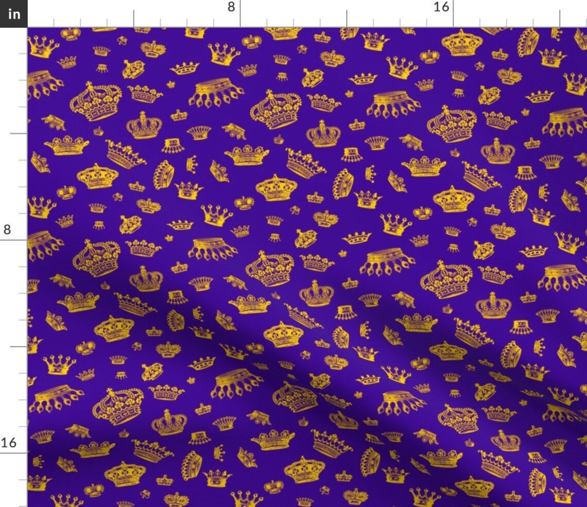 Royal Fabric Royal Crowns Gold on Purple by Lavaguy - Etsy