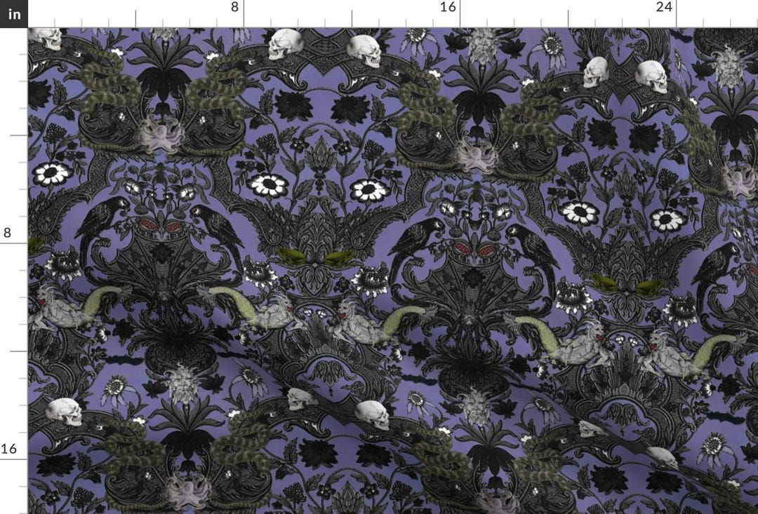 Gothic Damask Fabric - Haunted House Damask by Peacoquettedesigns ...