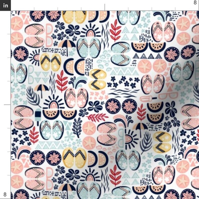 Small Scale Summer Flip Flops Pattern Fabric Summer Flip - Etsy