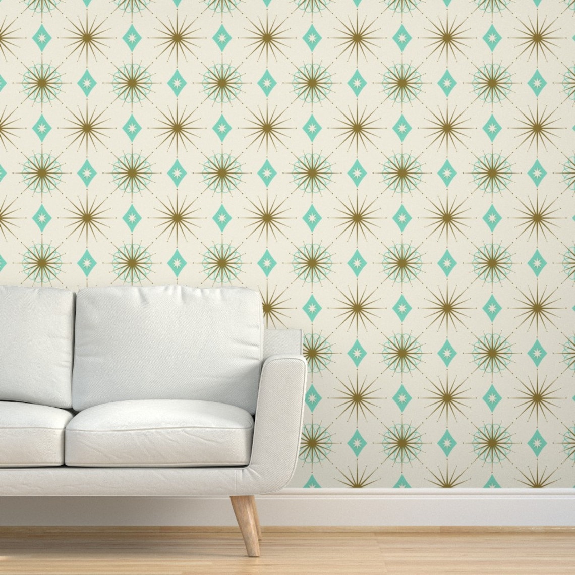 Atomic Wallpaper Starburst Aquarelle by Curiouslondon Mid | Etsy