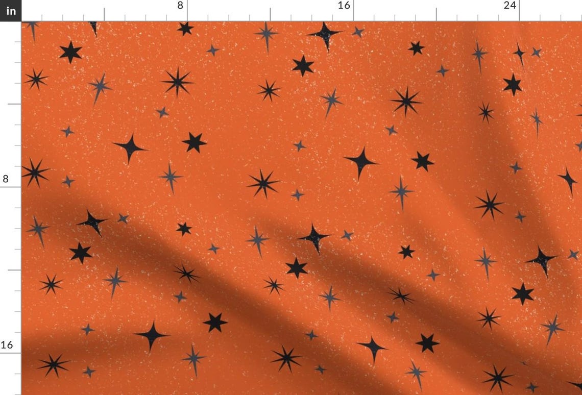 MCM Halloween Fabric - Halloween Stars by Heidikenney - Black Orange ...