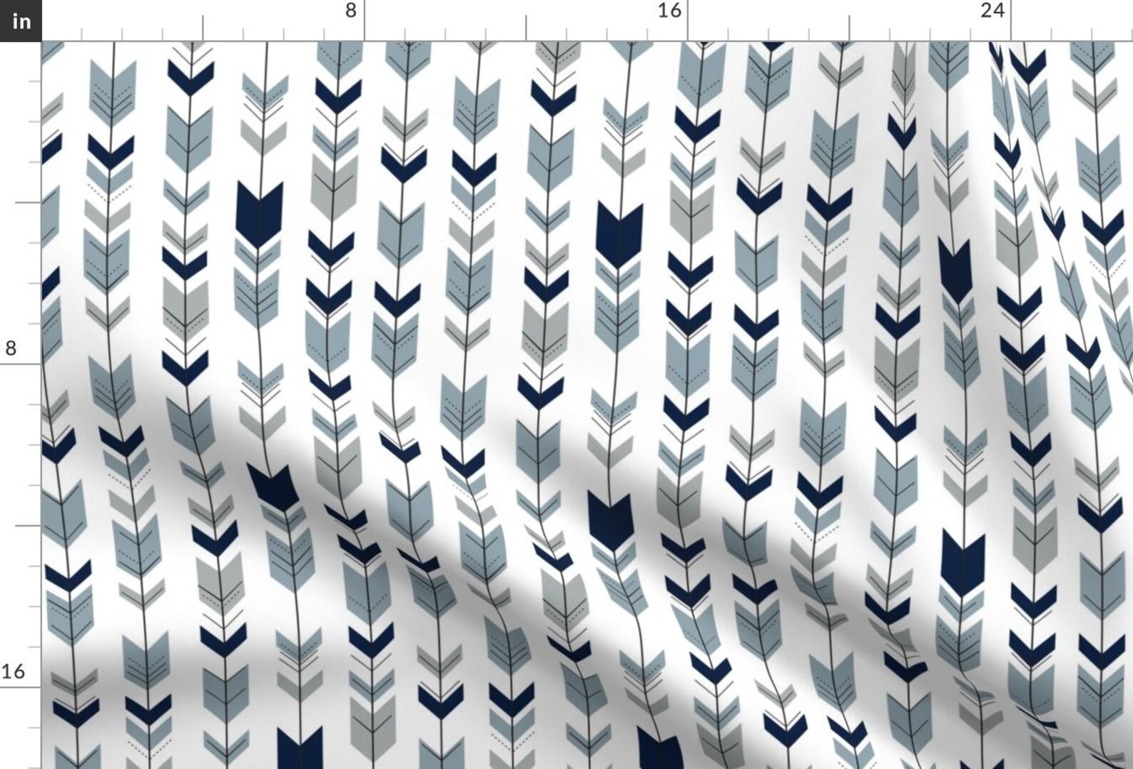 Arrows Fabric - (small Scale) Fletching Arrows (navy, Rustic Blue, Gray ...