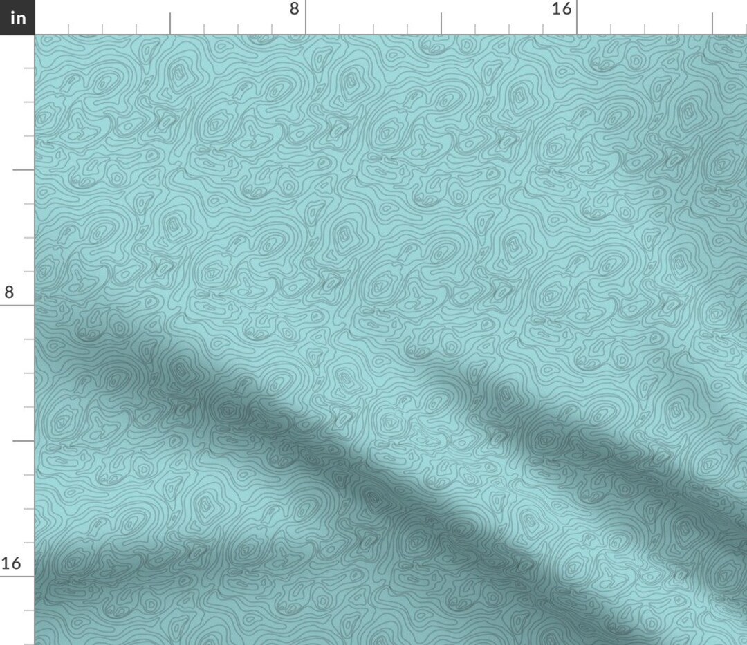 Topography Fabric Topographic Map in Blue by - Etsy