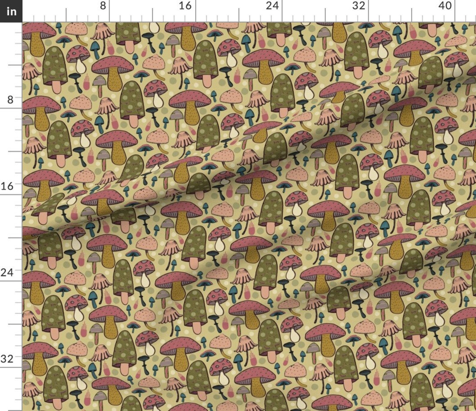 Mod Toadstool Fabric Autumn Toadstools by Slumbermonkey - Etsy