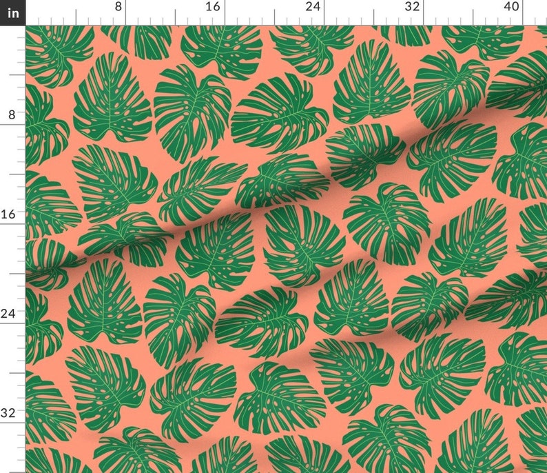 Monstera Leaves Fabric Monstera by Annaboo Summer Tropical | Etsy
