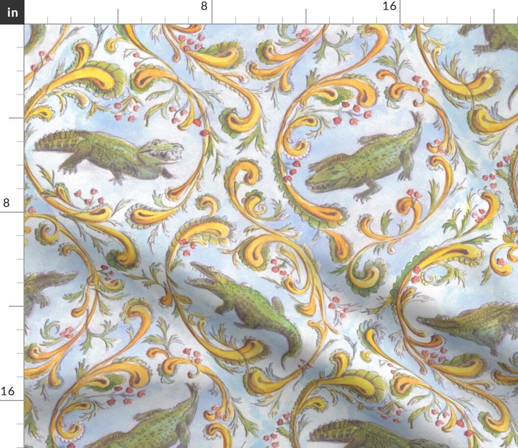 Fancy Crocodile Fabric Crocodile Rococo by Zandloopster - Etsy UK