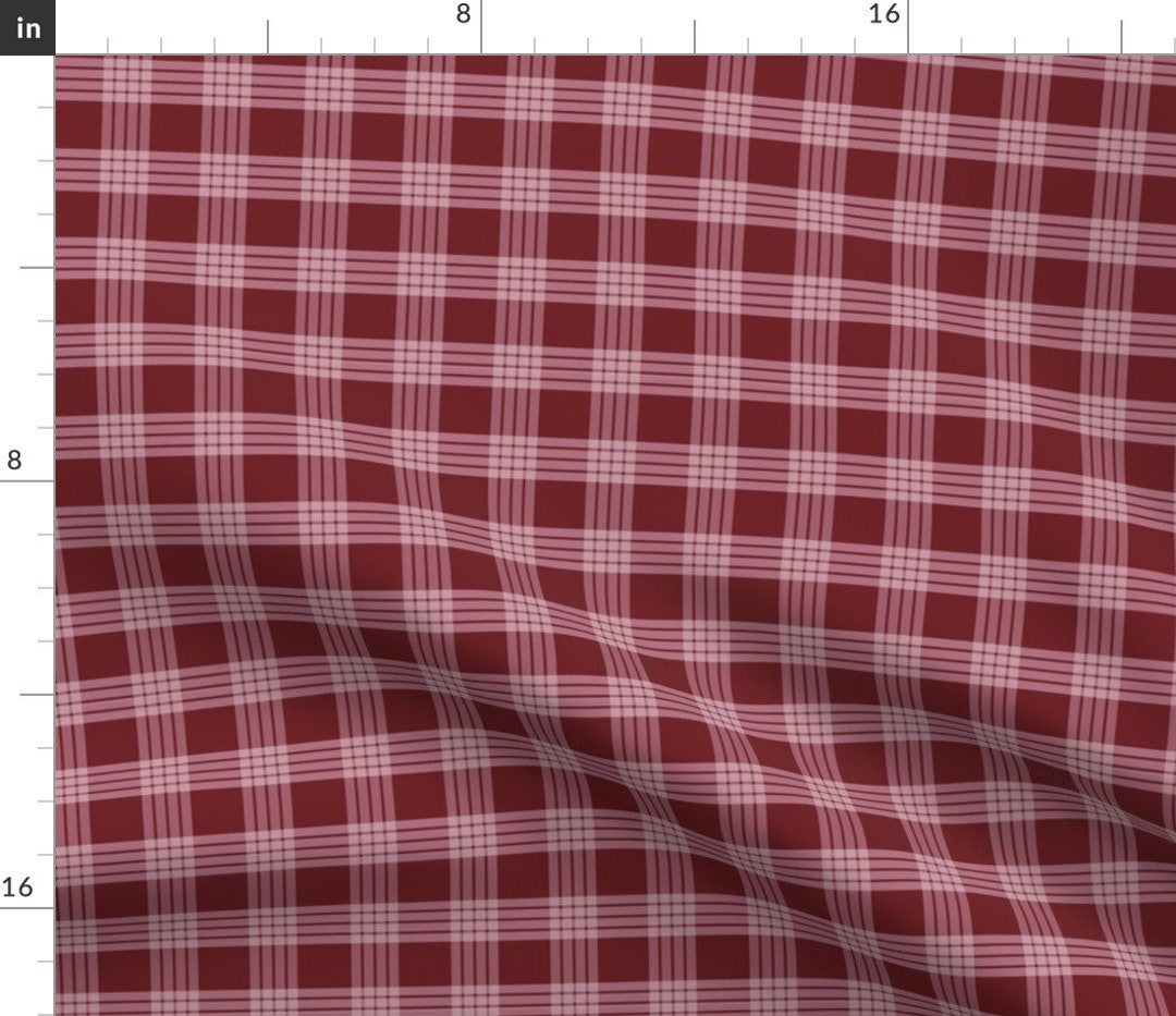 Palaka Plaid Fabric Maroon Check by Margiecampbellsamuels Maroon Red ...