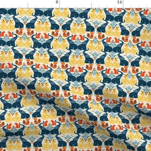 Elephant Yellow and Blue Safari Pattern Fabric Animal Prints by ...