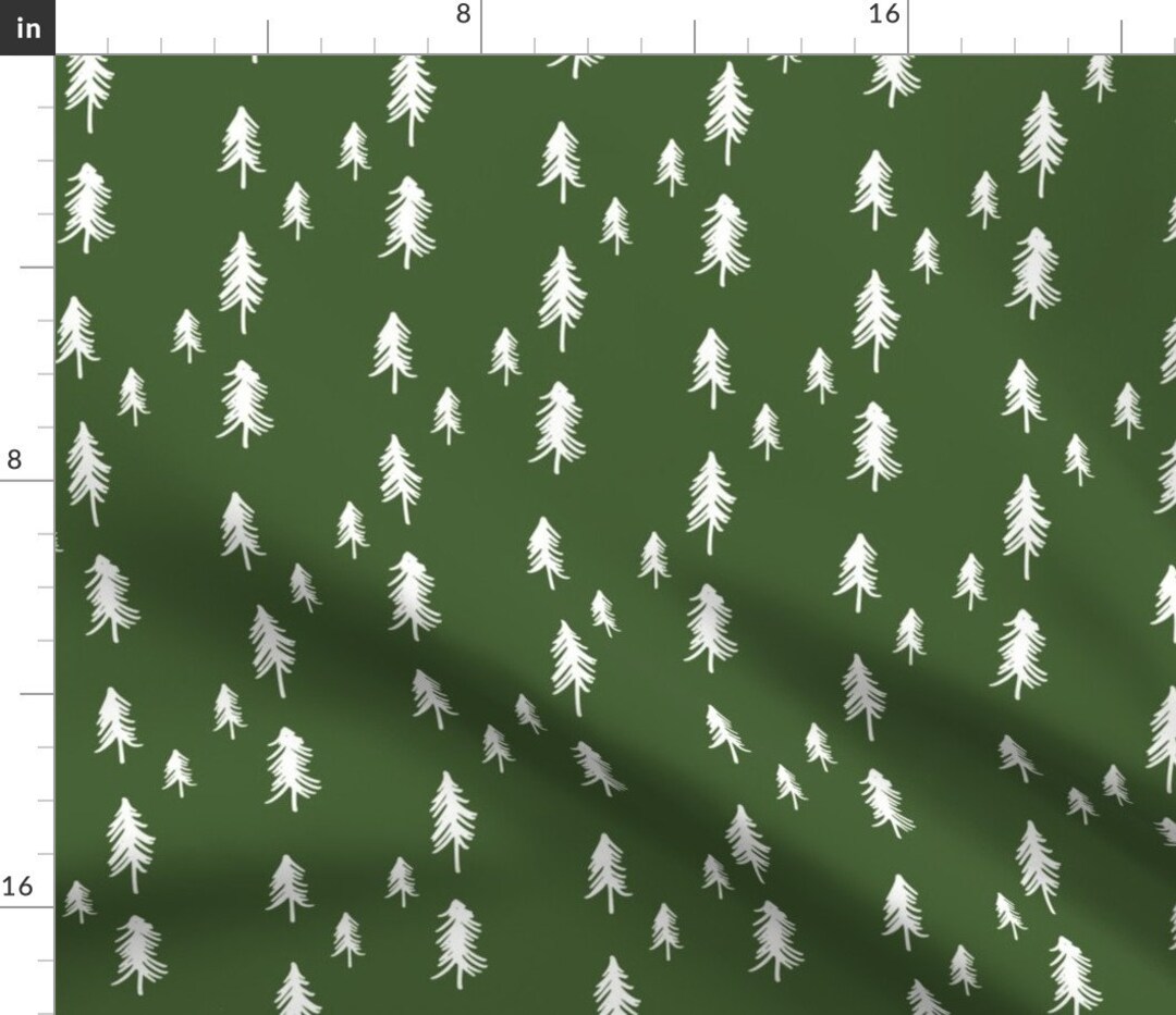 Pine Tree Fabric Pine Tree Green by Mulberry Tree Pine Tree Green White ...