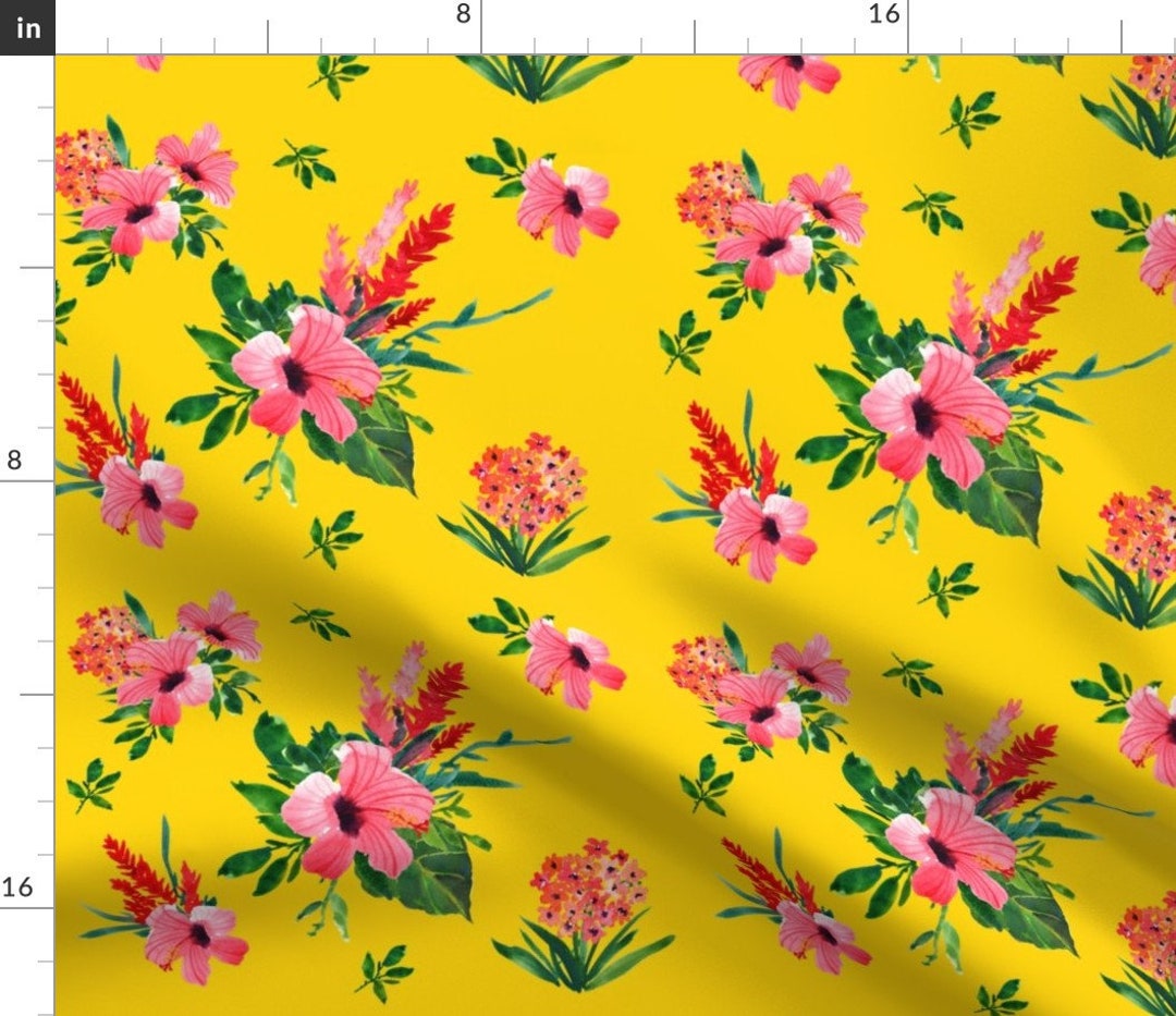 Tropical Bright Yellow Hibiscus Floral by Shopcabin Tropical Flower ...