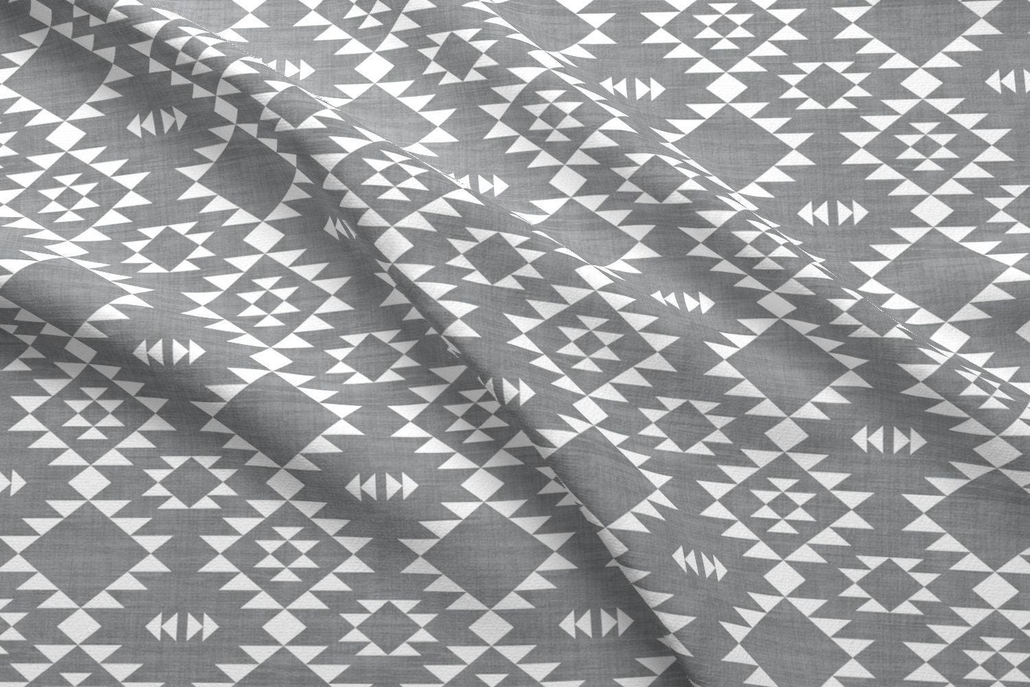 Southwestern Fabric Texture Gray White Fabric By Kimsa | Etsy