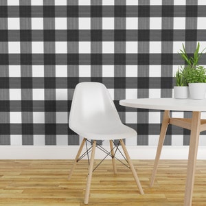 Black Buffalo Plaid Wallpaper Medium 3 Plaid by Danika - Etsy