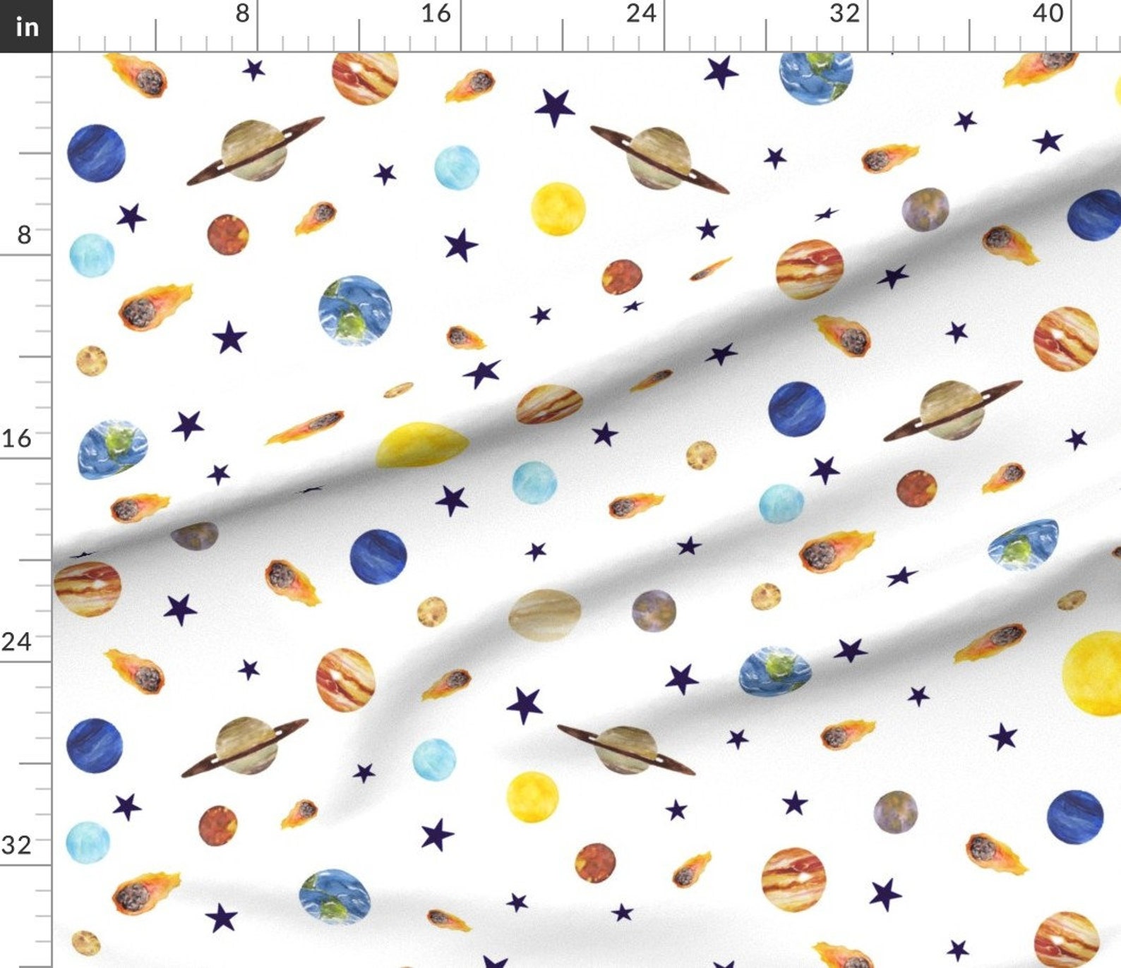 Planets Fabric Watercolor Planets Mix by Cassandragascon Outer Space ...