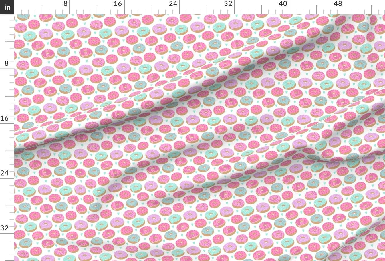 Donuts Fabric - Donuts Valentines Day Love Design Donuts Food Hearts by ...