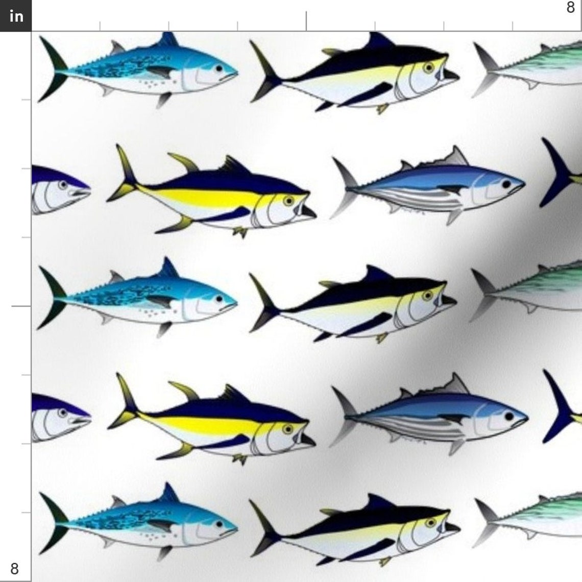 Big Tuna Fabric 7 Tuna Bigger by Combatfish Blue Summer | Etsy