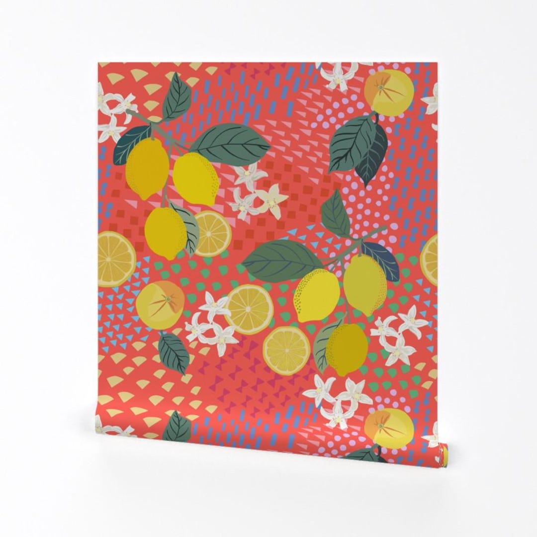 Lemon Wallpaper - Lemon Flower and Pop by Nina Leth - Lemon Floral ...