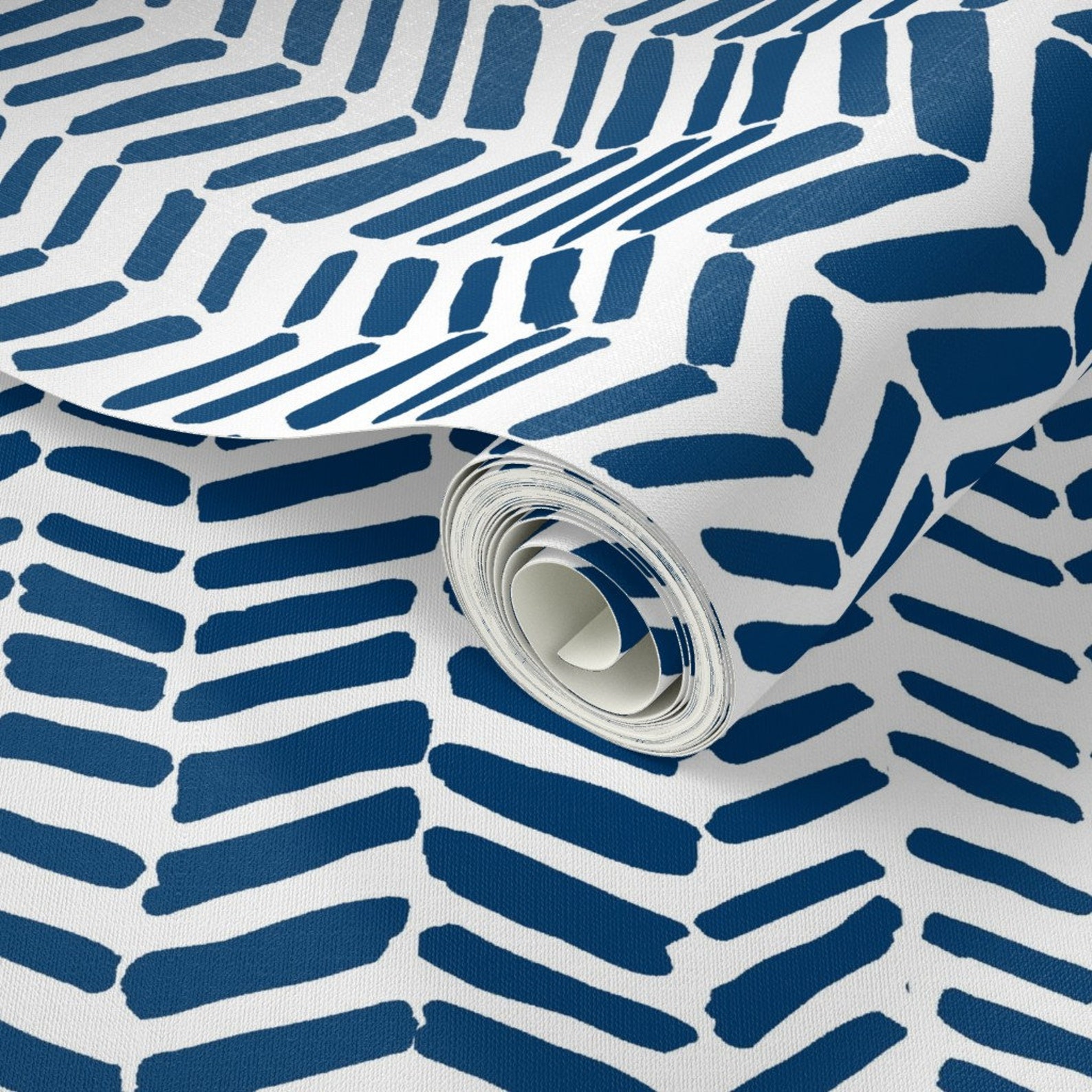 Chevron Wallpaper Impression navy by Leanne - Etsy