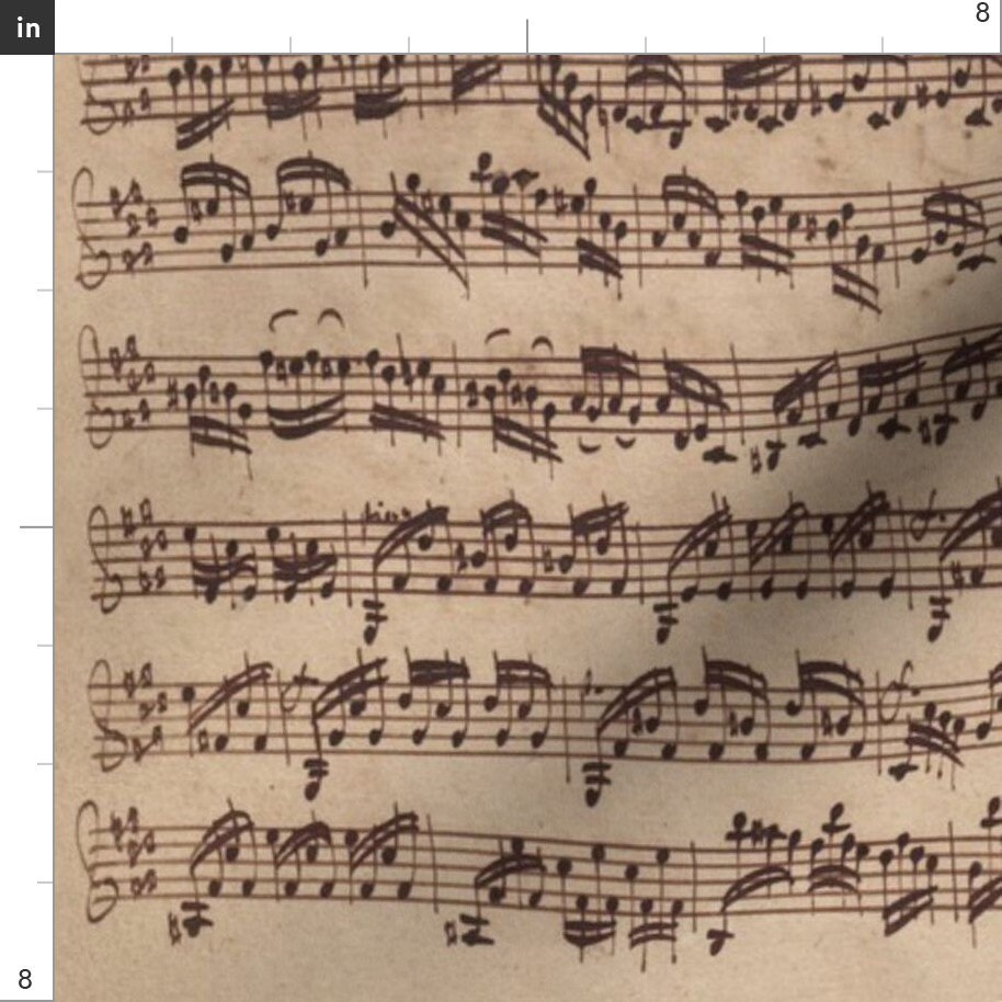 Brown Sheet Music Fabric Handwritten Sheet Music Preludio - Etsy