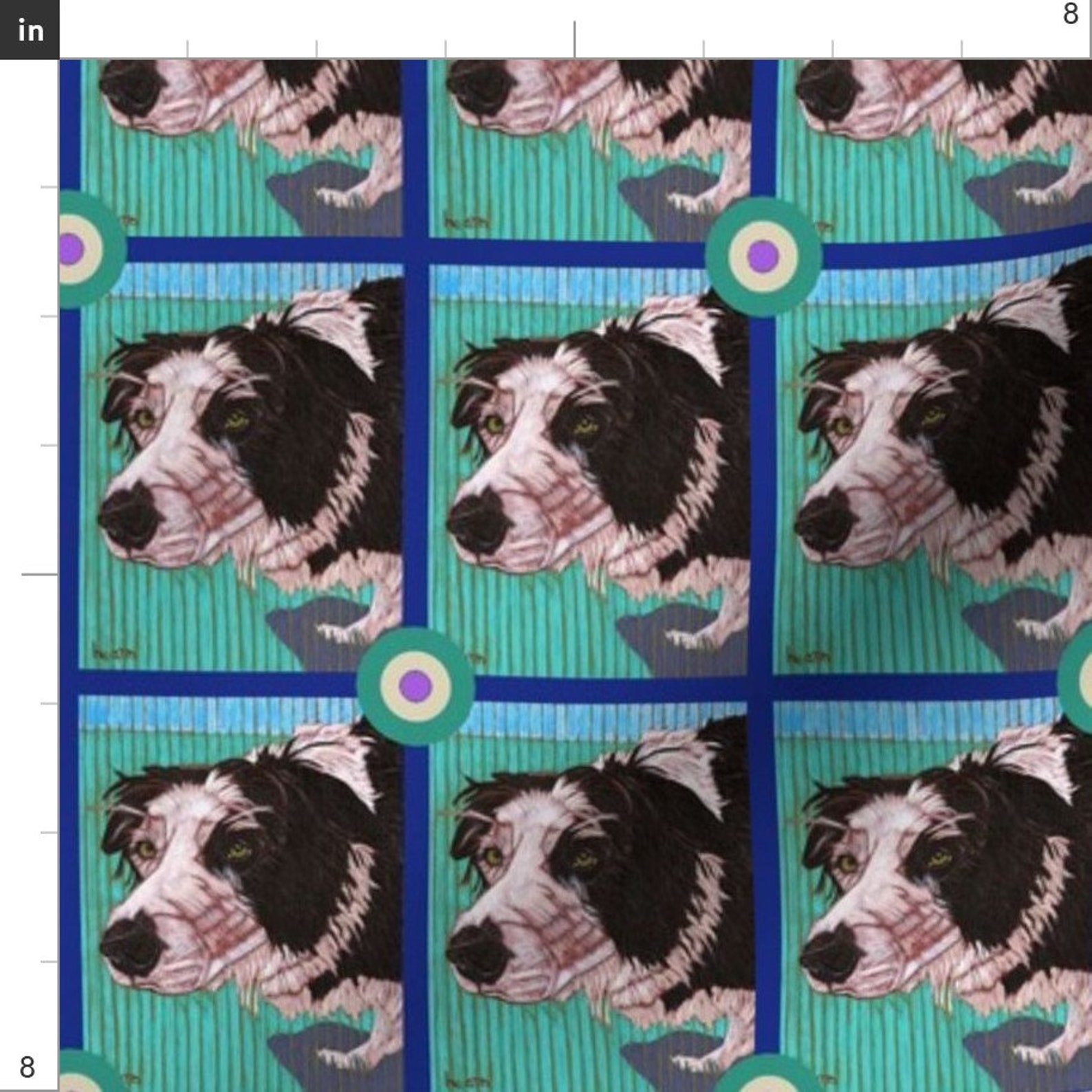 Border Collie Bullseye Fabric Border Collie Bullseye by - Etsy