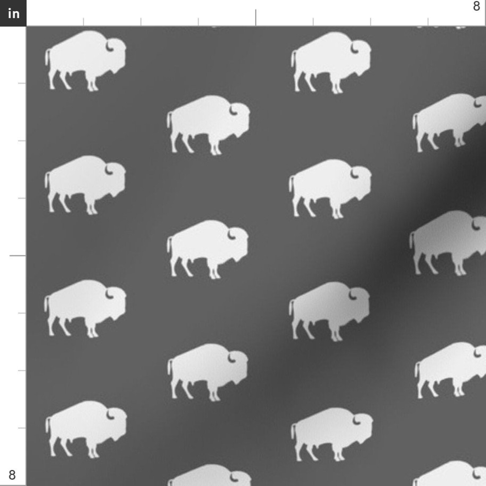 Buffalo Fabric White Buffalo on Gray by Speakeasyworks - Etsy