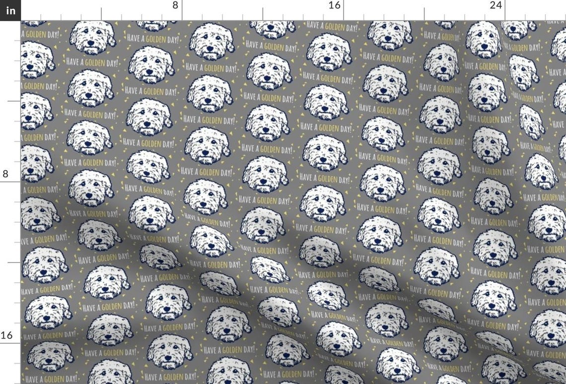 Golden Doodle Fabric - Have A 'golden Day' Goldendoodle Dogs Pet on ...