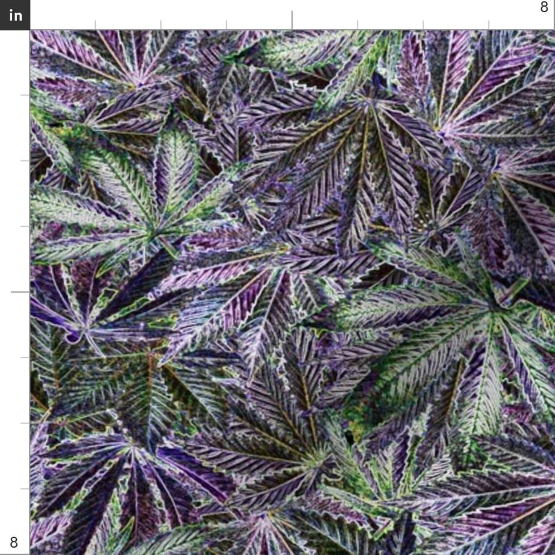 Marijuana Fabric - Purple Green Indica Leaf Shiny by Camomoto Weed Pot ...