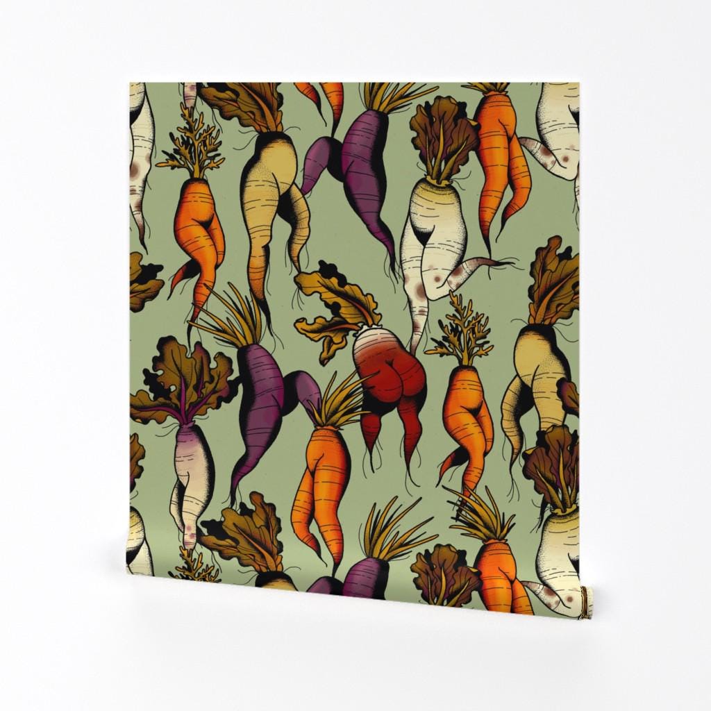 Carrot Butts Removable Peel and Stick Wallpaper - Whimsical Cute ...