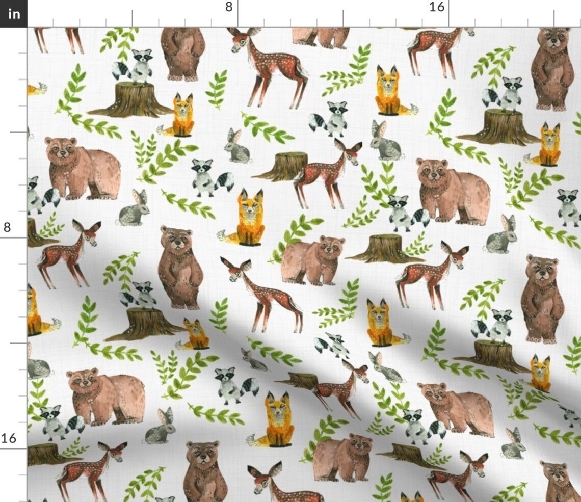 Tara Put Fabric Woodland Pals Light Texture Background by - Etsy