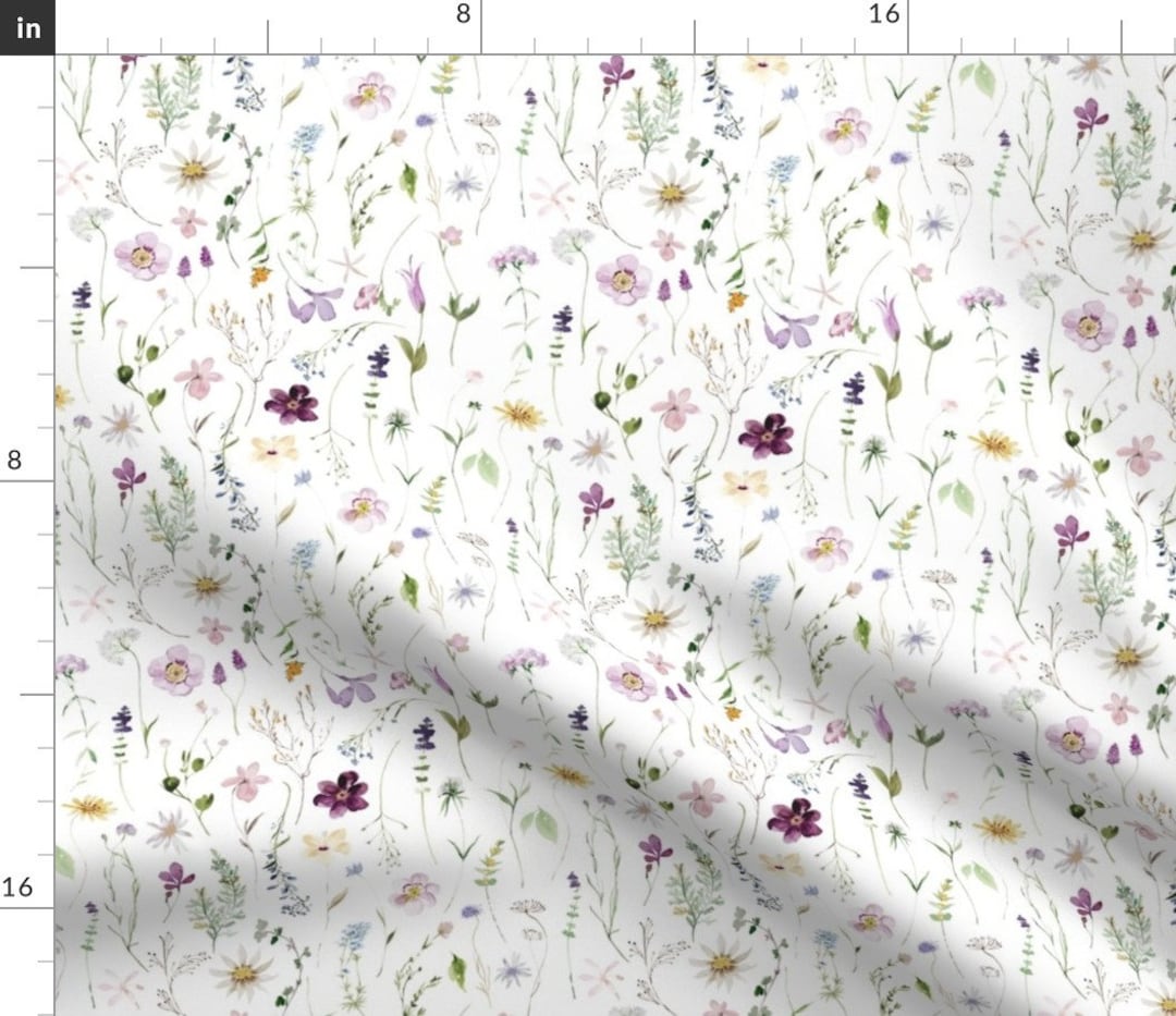 Wildflower Fabric Summer Wildflower Floral by Hipkiddesigns - Etsy