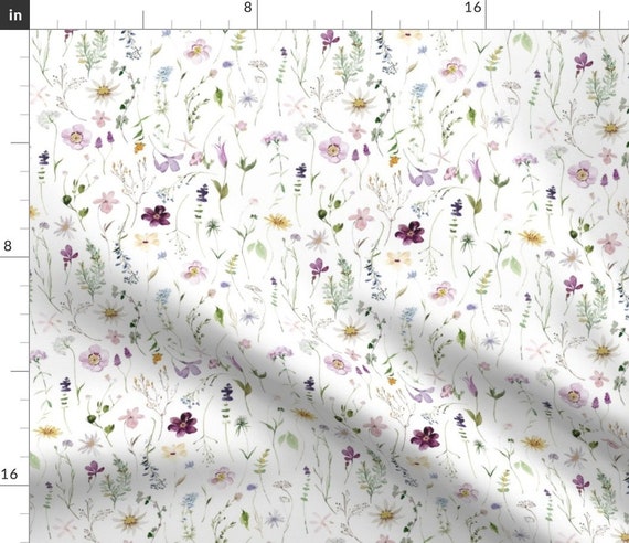Wildflower Fabric Summer Wildflower Floral by Hipkiddesigns - Etsy