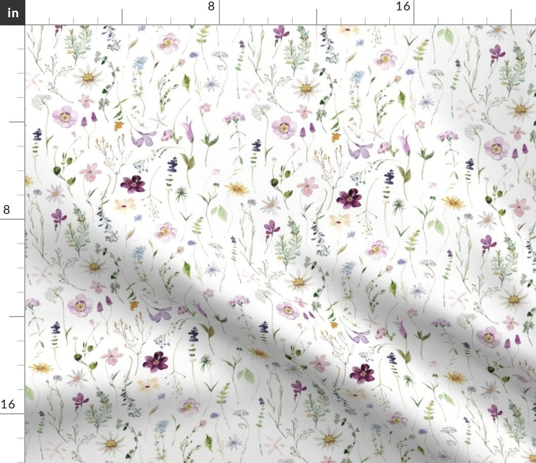 Wildflower Fabric Summer Wildflower Floral by Hipkiddesigns - Etsy