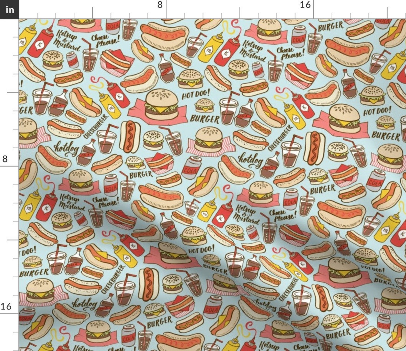 Cook Out Food Fabric Bbq by Kristinnohe Barbecue Backyard - Etsy