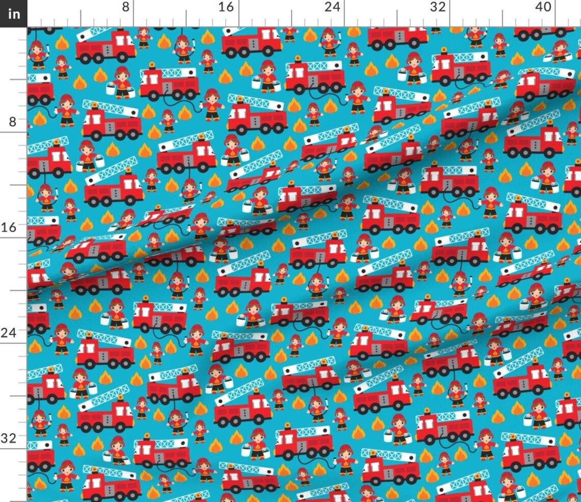 Rescue Fabric Fire to the Rescue Fire Fighters Fire Truck | Etsy