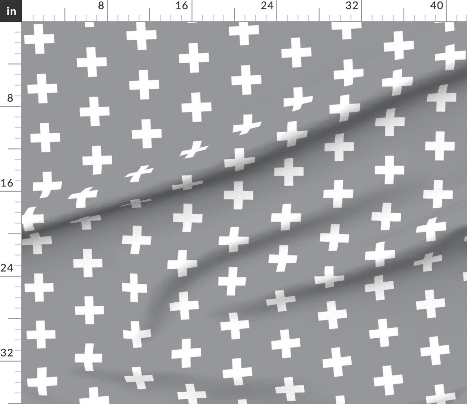 Gray and White Plus Signs Fabric Grey Crosses Grey Plus | Etsy